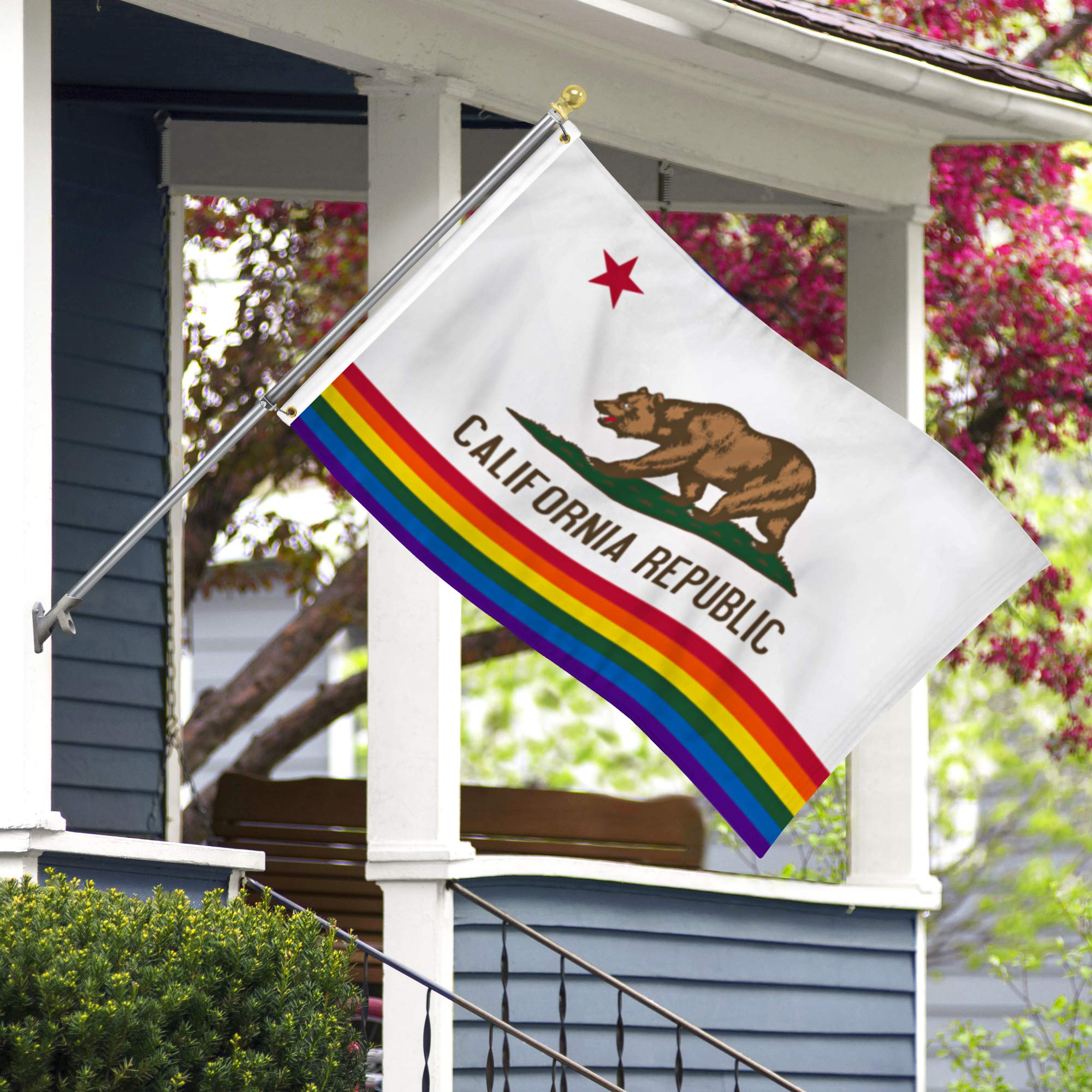 California Rainbow Pride Flag, 3x5 feet
