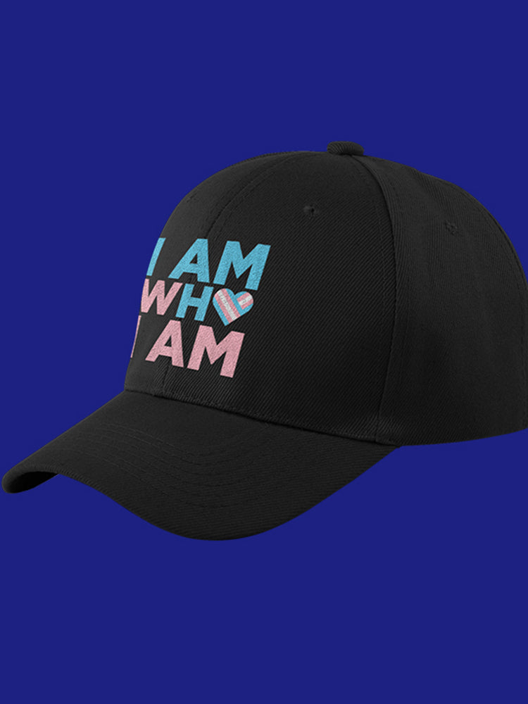 "I AM WHO I AM"-Colorful Unisex Distressed Cap -Transgender Pride,